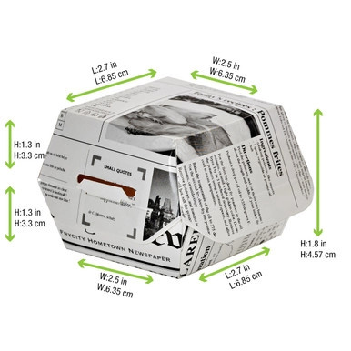 Newspaper Print Mini Slider Box - 2oz 2.8 x 2.8 x 2in - 500 pcs - Packnwood