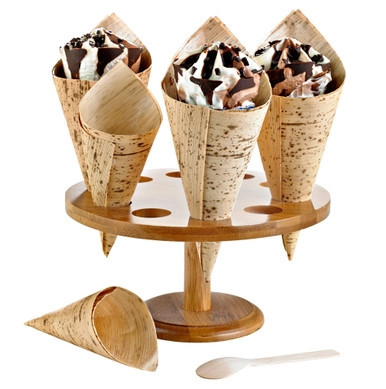 10 Holes Bamboo Cone and Temaki Display - D:7.1in H:3.65in - 2 pcs ...