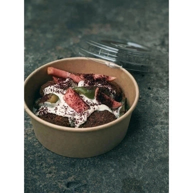 Round kraft To go container - 16oz D:5.9in H:1.8in - 360 pcs - Packnwood