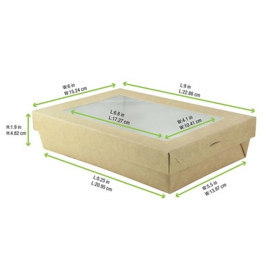 Bakeable Kraft Kray Box with PET Lid - 50oz L:8.9in W:6.1in H:2in Up to ...