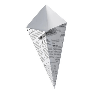 Sturdy Paper Cones with Newspaper Print - 11oz L:6.9in W:5.7in - 1000 ...