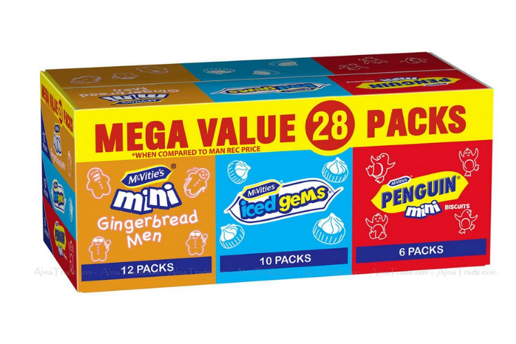 Box of McVities - Mini Gingerbread Men, Iced Gems, Penguin Mini ...