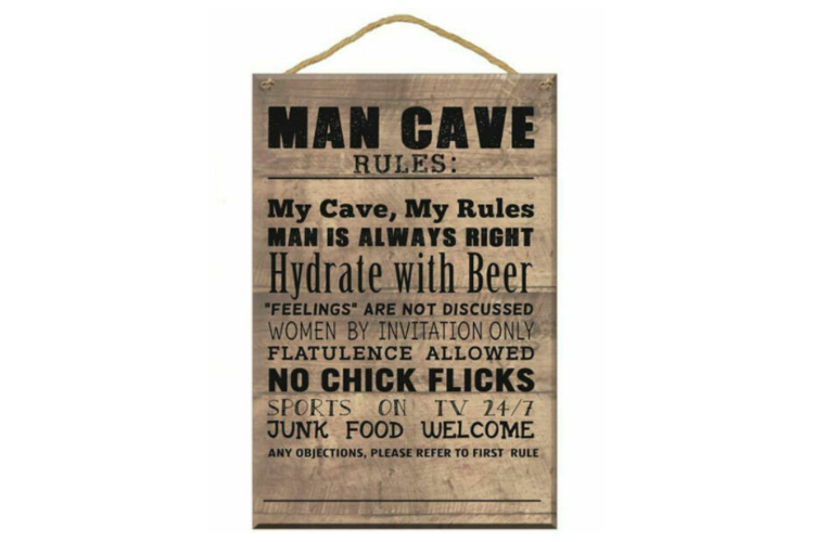 Wooden Plaque - 'Man Cave Rules' Sign