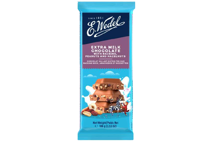 E. Wedel - Extra Milk Chocolate with Raisins, Peanuts & Hazelnuts - 100g