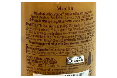 Starbucks - Frappuccino Coffee Drink - Creamy Mocha Delight - 250ml ...