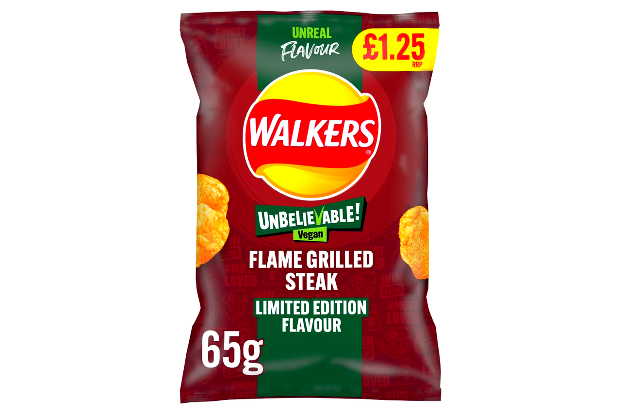 Walkers - Flame Grilled Steak Flavour Crisps - Vegan - 65g - Best ...