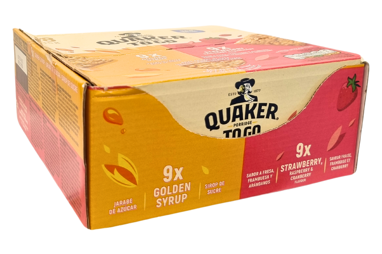 Box of Quaker - Porridge To Go - Golden Syrup & Strawberry, Raspberry ...