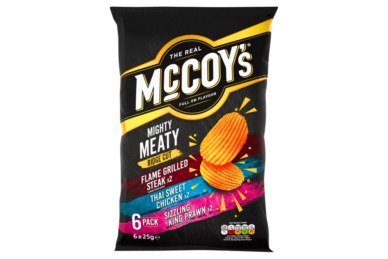 McCoy's - Ridge Cut - Mighty Meaty Flavour Potato Crisps - 6 x 25g ...