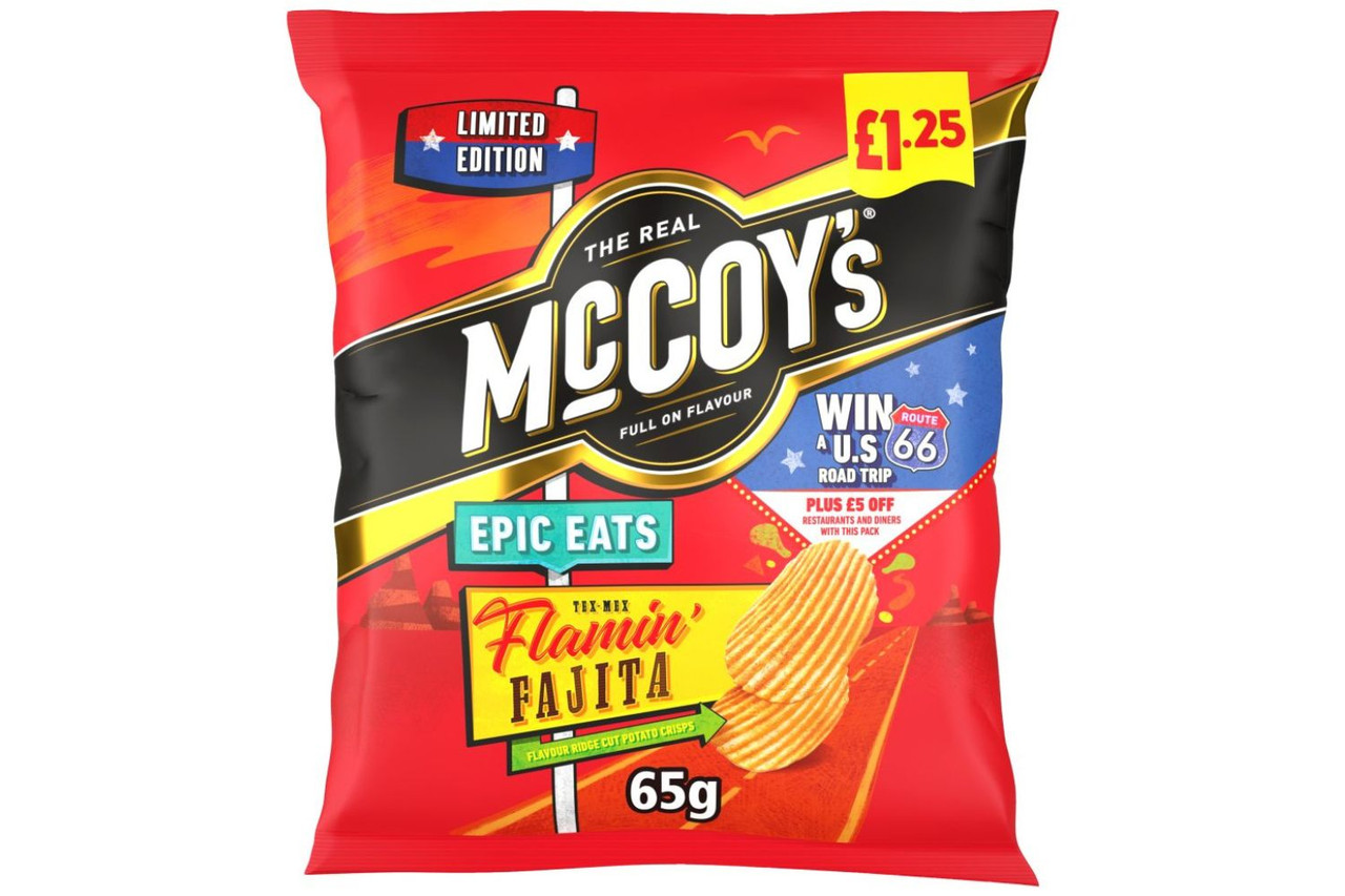 McCoy's - Flamin' Fajita Flavour Ridge Cut Crisps - 65g - Best Before ...