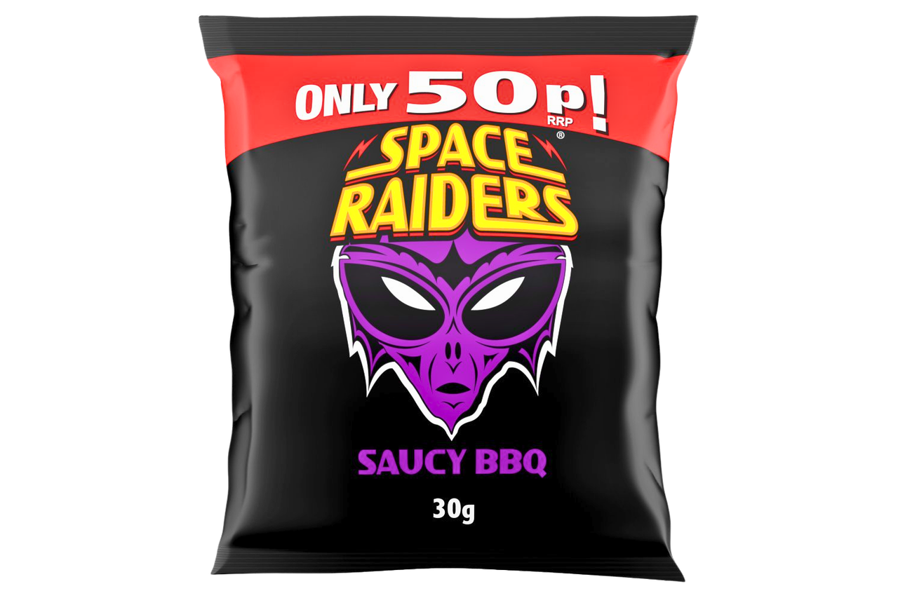 Space Raiders - Saucy BBQ Flavour Corn Snacks - 30g - Best Before it's ...