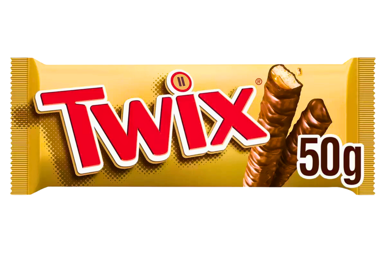 Twix - Caramel & Milk Chocolate Finger Biscuit Bars - 50g. (2 x 25g ...
