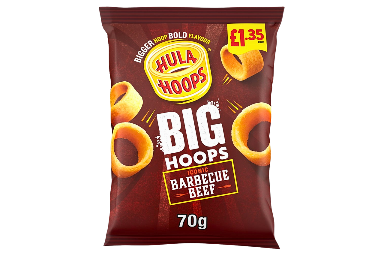 Hula Hoops - Barbecue Beef Flavour Potato Rings - 70g - Best Before it ...