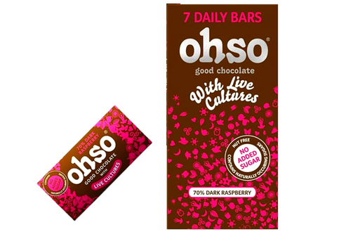 Ohso - 70% Dark Raspberry - No Added Sugar - 7 Daily Bars - 13.5g x 7 ...