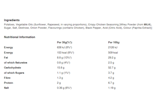 Walkers - Max - Crispy Chicken Flavour Ridged Potato Crisps - 70g ...
