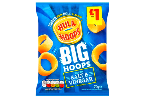 Hula Hoops - Big Hoops - Sharp Salt & Vinegar Flavour Crisps - 70g ...