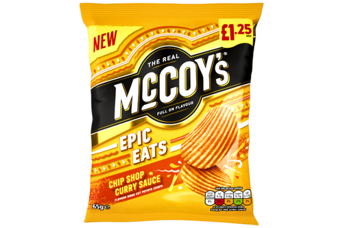 Box of McCoy's - Epic Eats - Chip Shop Curry Sauce Flavour Ridge Crisps ...