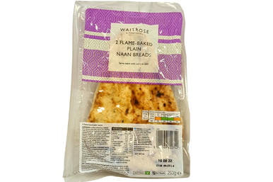 Waitrose - 2 Flame-Baked Plain Naan Breads - 260g - Best Before it's ...