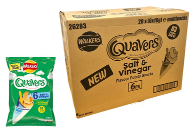 Box of Walkers - Quavers - Salt & Vinegar Multipack Snacks - 20 x (6 x ...