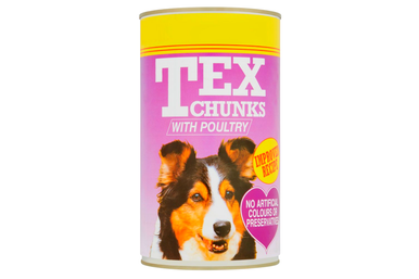 Tex - Chunks with Poultry for Dogs - 1.2kg (Damaged Tin) - Best Before ...