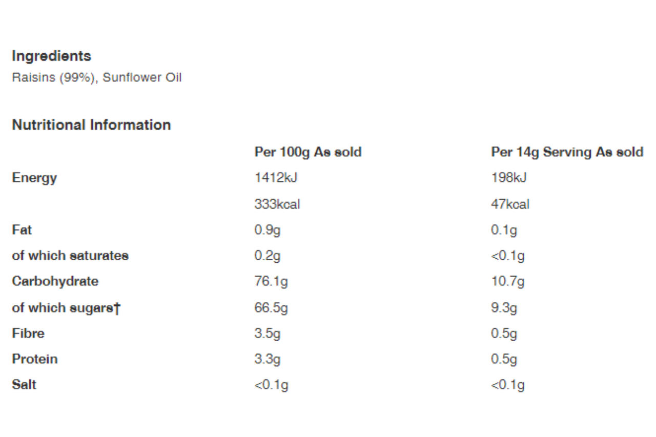 Whitworths - Sunny Raisin - 8 Snack Boxes - 112g - Best Before it's ...