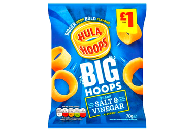 Hula Hoops - Big Hoops - Sharp Salt & Vinegar Flavour Crisps - 70g ...