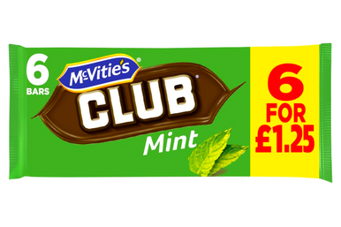 McVitie's - Club - Mint Chocolate Biscuit Bars - 6 x 22g Bars - Best ...