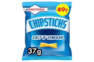 Smiths - Chipsticks - Salt & Vinegar Flavour Snacks - 37g - Best Before ...