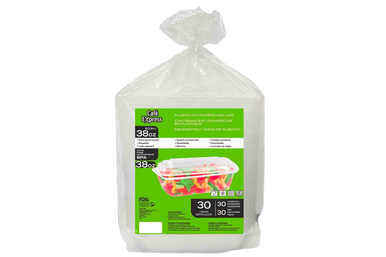 Cafe Express - 38oz Plastic Containers & Lids x 30 - Best Before it's ...