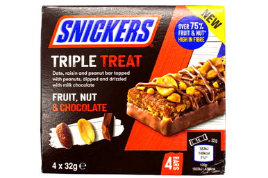 Snickers - Triple Treat - Fruit, Nut & Chocolate Bar - 4 x 32g - Best ...