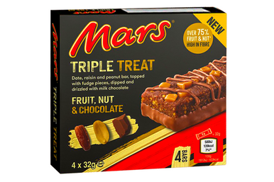 Mars - Triple Treat - Fruit, Nut & Milk Chocolate Snack Bars - 4 x 32g ...