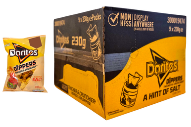 Box of Doritos - Dippers - Thicker & Crunchier - A Hint of Salt Flavour ...