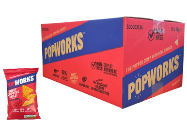 Box of Popworks - Sweet Chipotle Chilli Flavour Popped Crisps - 18 x ...