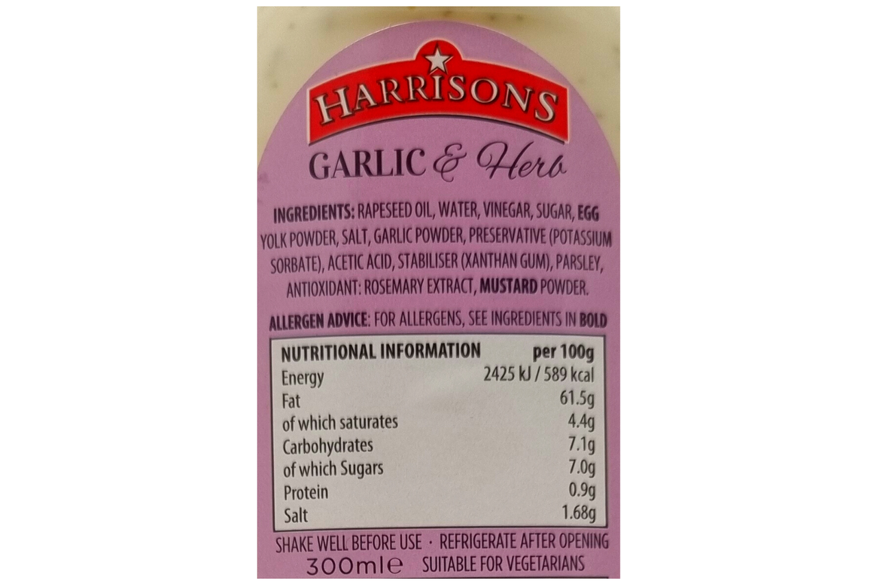 Harrisons - Garlic & Herb Mayonnaise - 300ml - Best Before it's Gone Ltd