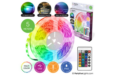 Party Fun Lights - LED Strip Multi-Color RGB - USB Powered - 5 Meter ...