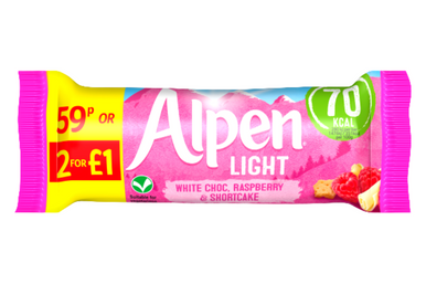 Alpen Light - White Choc, Raspberry & Shortcake Cereal Bar - 19g - Best ...