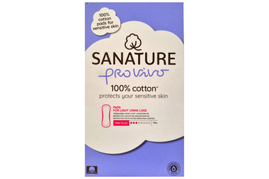 Sanature - Pro Vivo - Pads for Light Urine Loss - 100% Cotton - Mini Plus - 14 Pads - Best ...