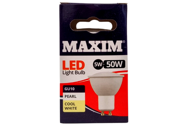 Maxim - LED Light Bulb - GU10 Pearl - Cool White - 5W/50W - Best Before ...