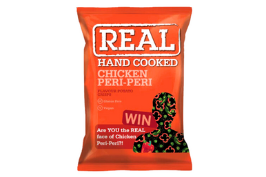 Real - Hand Cooked - Chicken Peri-Peri Flavoured Crisps - Vegan - 35g ...