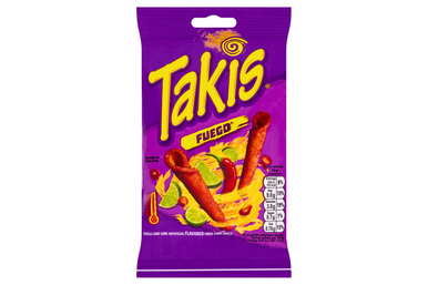 Takis - Fuego - Chilli and Lime Flavoured Fried Corn Snacks - 55g ...