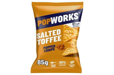 Popworks - Salted Toffee Flavour Popped Crisps - 85g - Best Before it's ...
