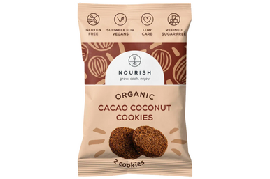 Nourish - Organic Cacao Coconut Cookies - Vegan - 2 Cookies (25g ...