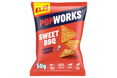 Popworks - Sweet BBQ Flavour Popped Crisps - Vegan - 50g - Best Before ...