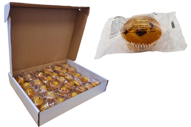 Box of Mobberley Cakes - Chocolate Chip Flavour Muffins - 30 x 50g ...