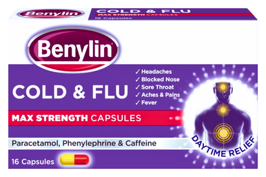Benylin - Cold & Flu - Max Strength Capsules - Daytime Relief - 16 ...