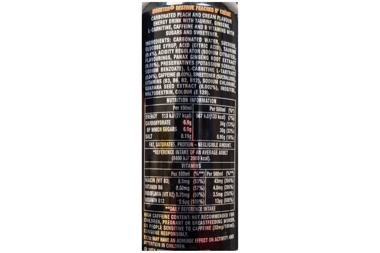 Monster Reserve - Peaches N' Creme Energy Drink - 500ml - Best Before ...