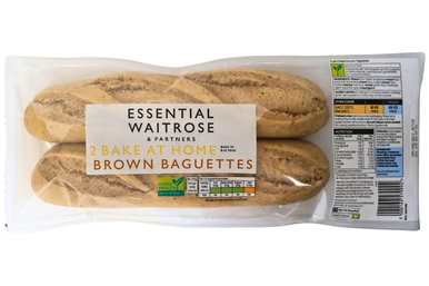 Essential Waitrose - 2 Bake at Home Brown Baguettes - Best Before it's ...