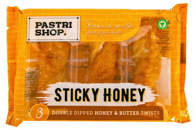Pastri Shop - Sticky Honey Twists - 3 Pack (112.5g) - Best Before it's ...