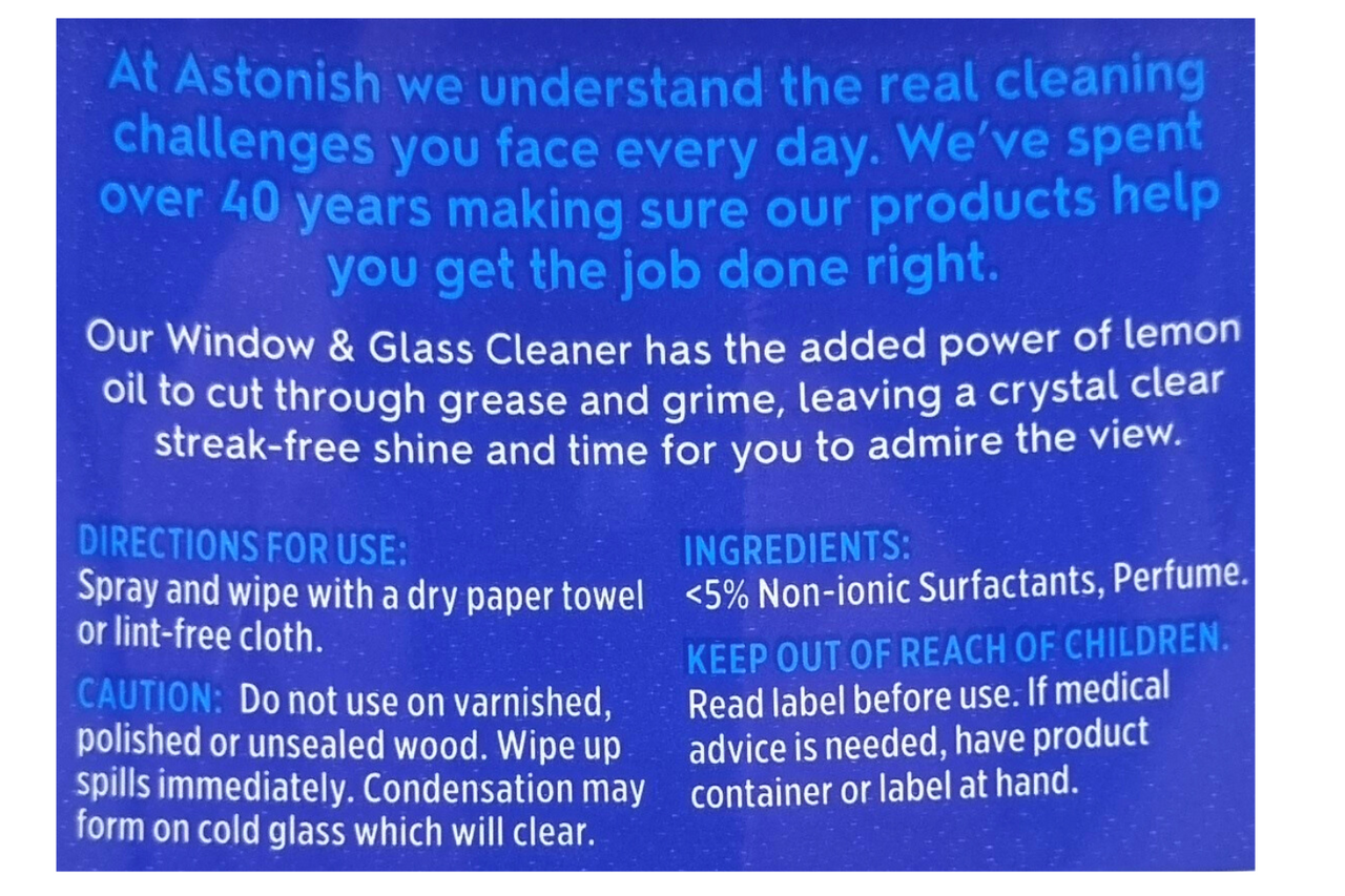 Astonish - Window & Glass - Eucalyptus & Lemon - Vegan - 750ml