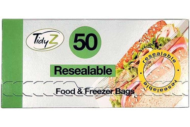 Tidy Z - 50 x Resealable - Food & Freezer Bags - 17 x 19cm