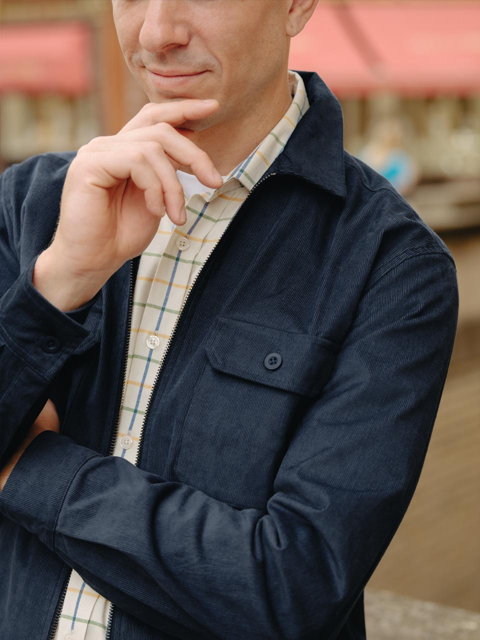 Navy Needlecord Shacket | Peter Christian